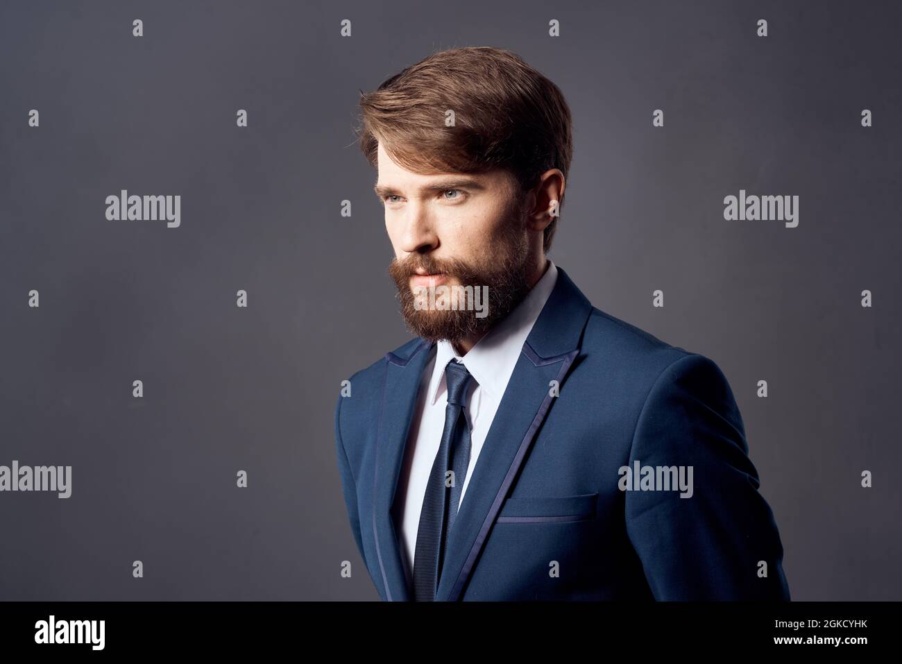 bearded man executive office isolated background Stock Photo - Alamy