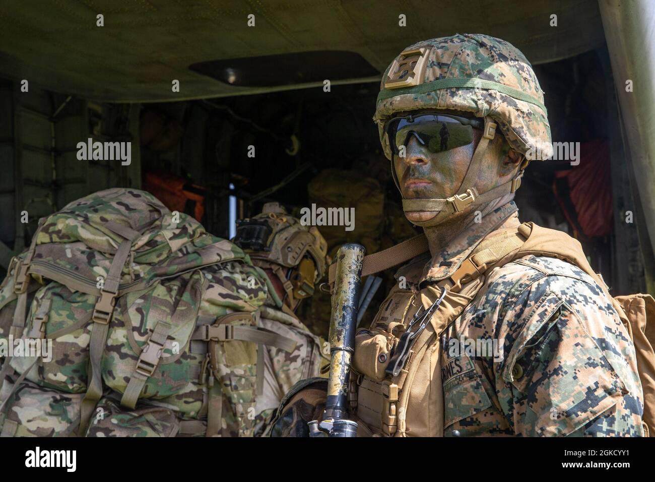 U.S. Marine Corps 1st Lt. Patrick McMahan (right), a platoon commander ...