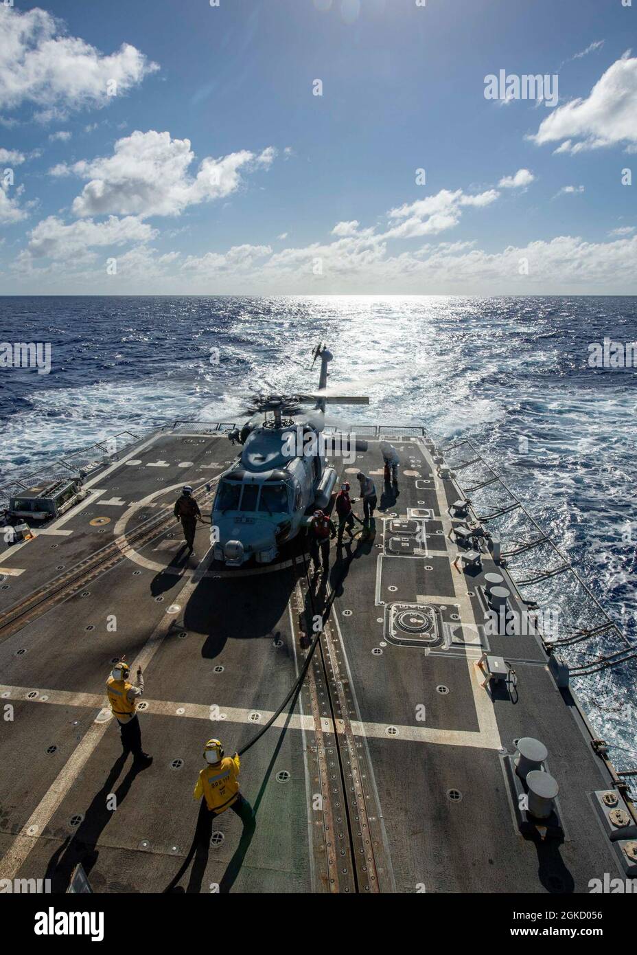 PACIFIC OCEAN (March 16, 2021) U.S. Sailors fuel an MH-60R Sea Hawk ...