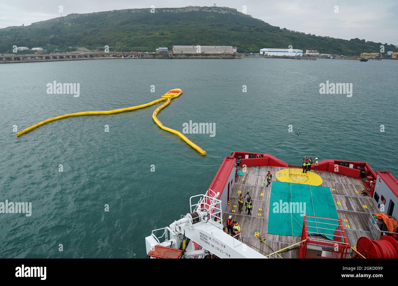 A giant inflatable counter-pollution kit named the Current Buster 6 is ...