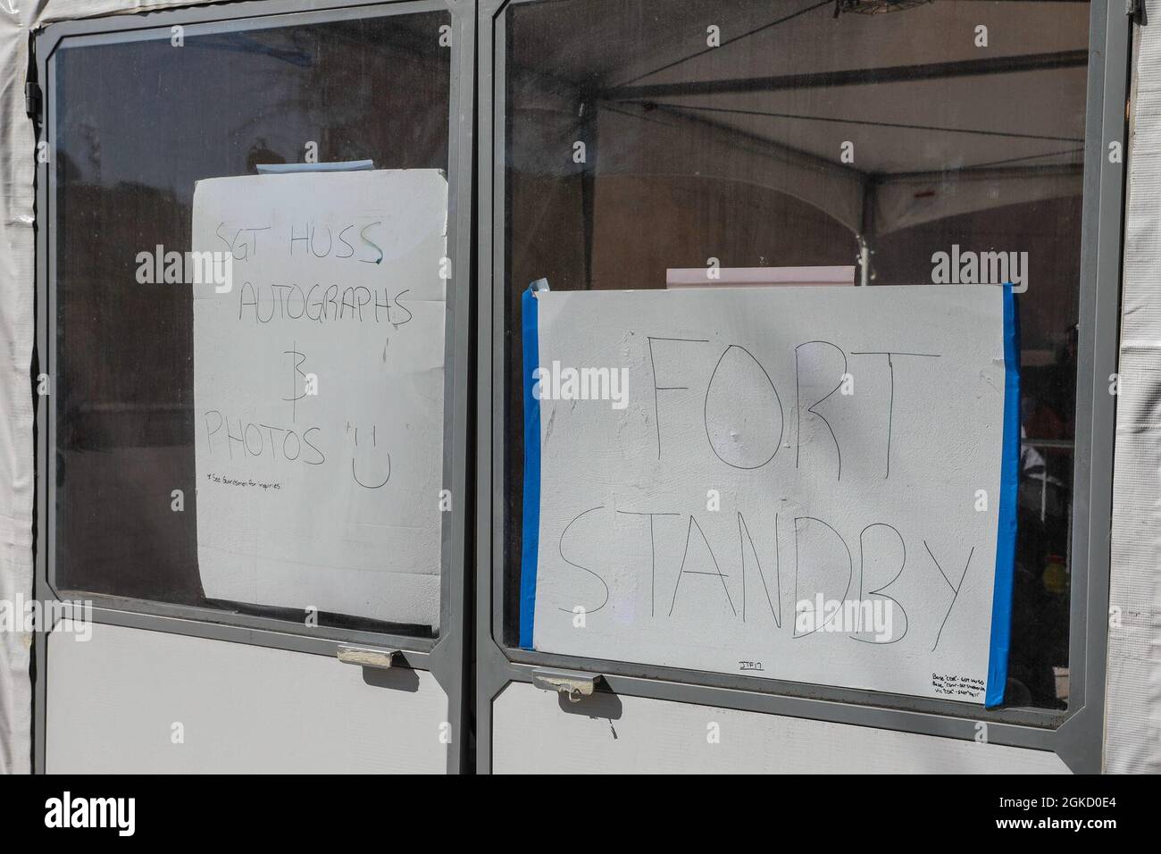 Soldiers from Joint Task Force 17 posted signs at the entry point at ...