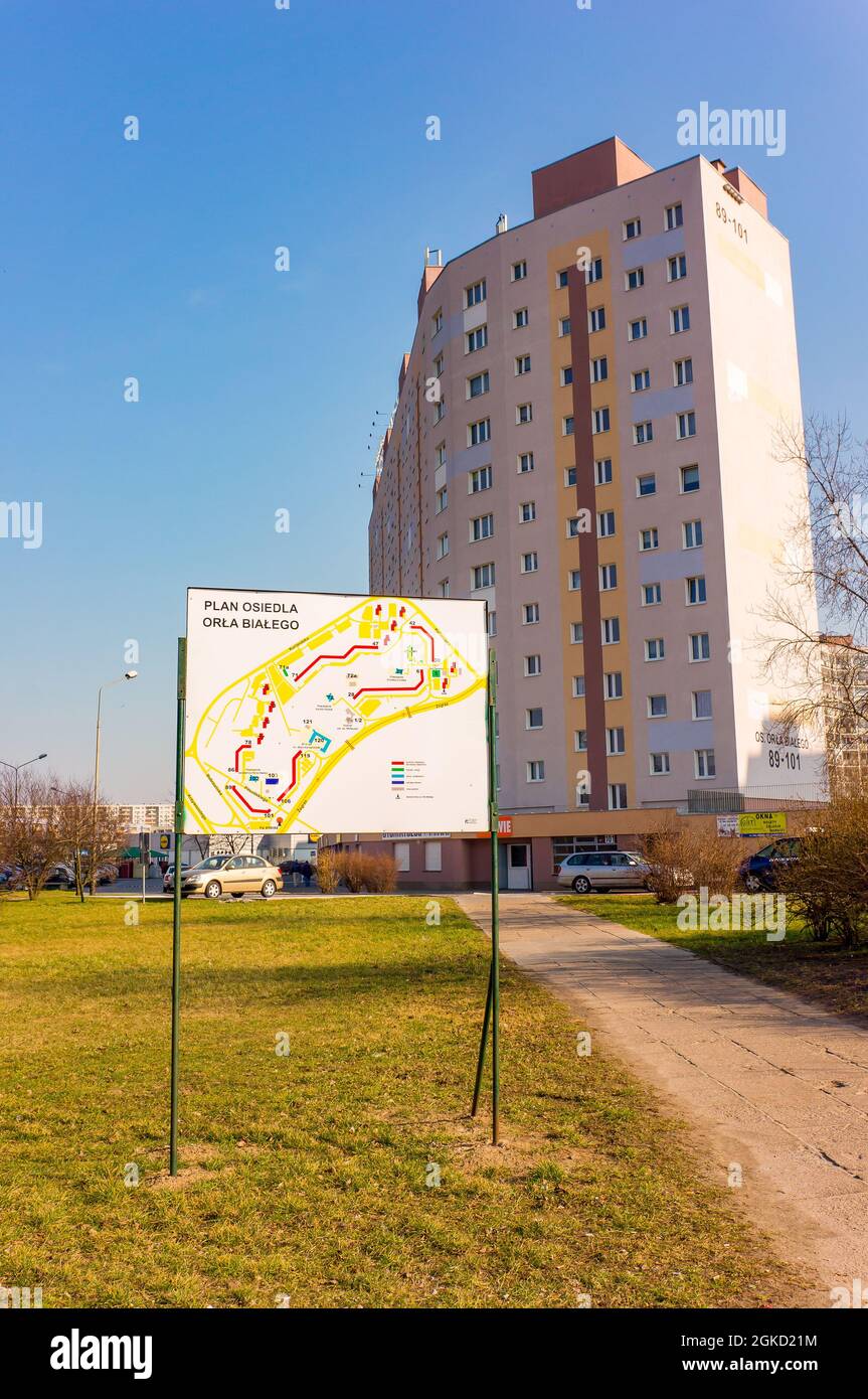 POZNAN, POLAND - Mar 09, 2015: A board showing a map of the Rataje ...