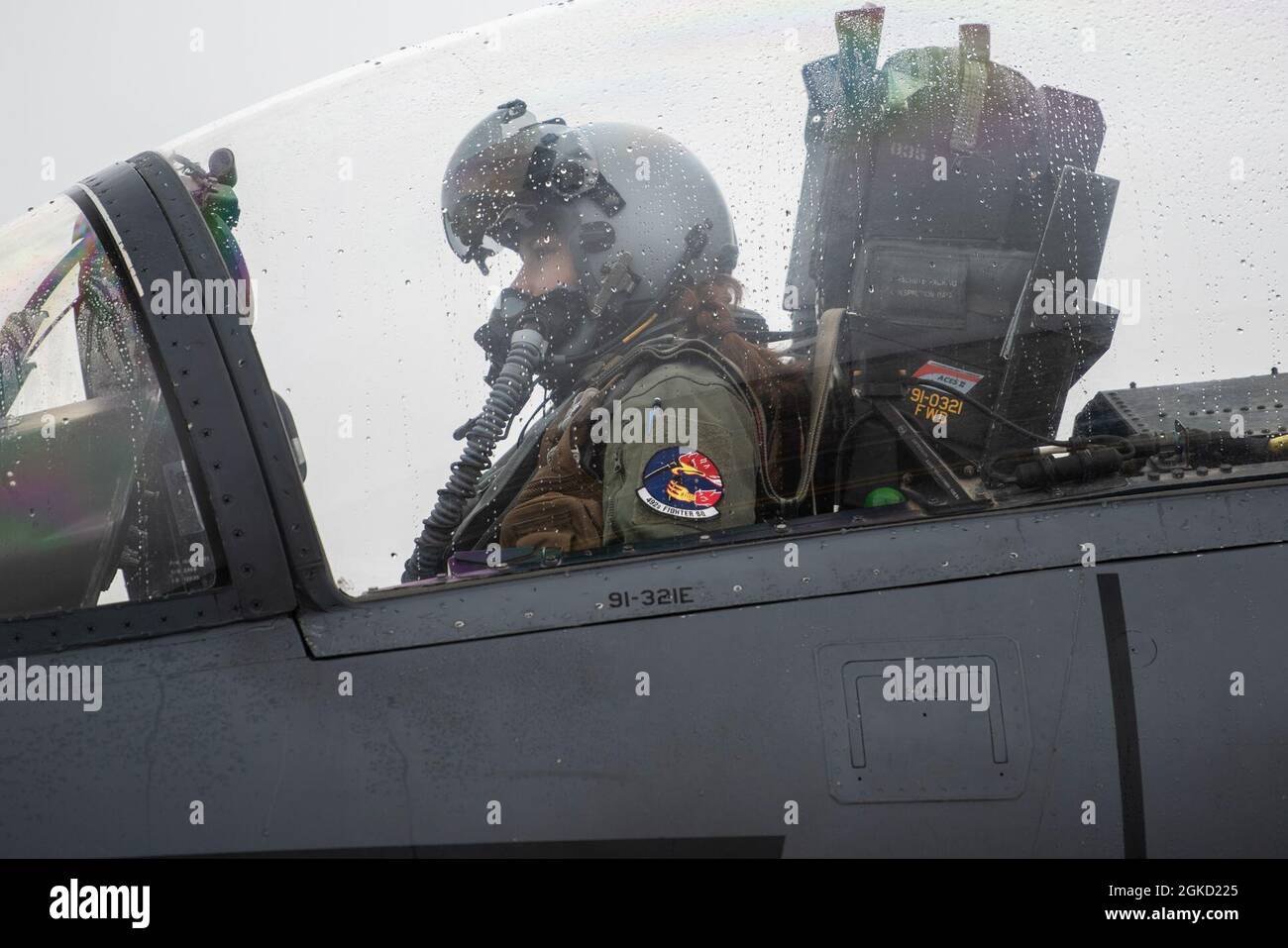 A pilot assigned to the 492nd Fighter Squadron taxis down the ...