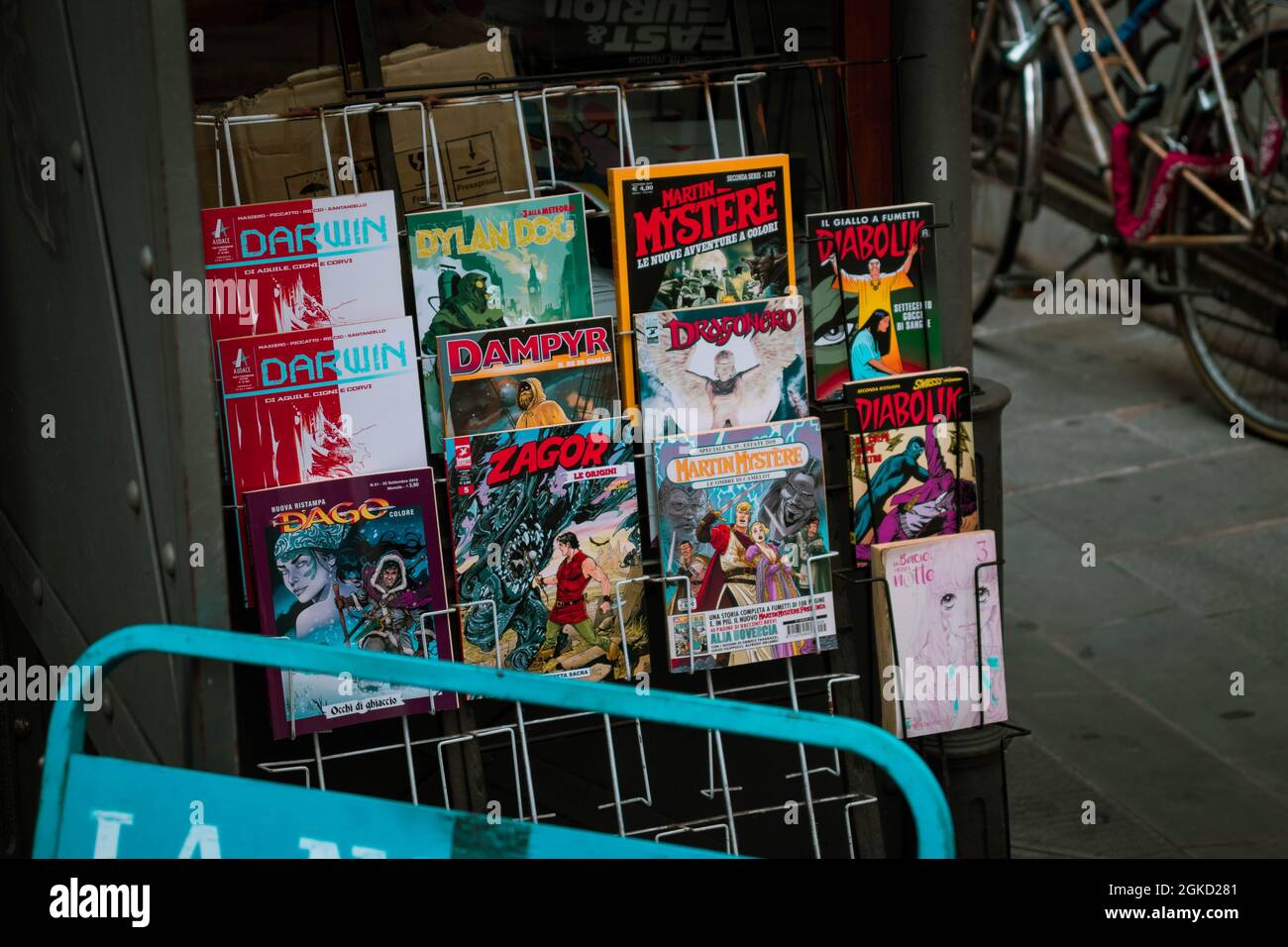 Market with comics Stock Photo - Alamy