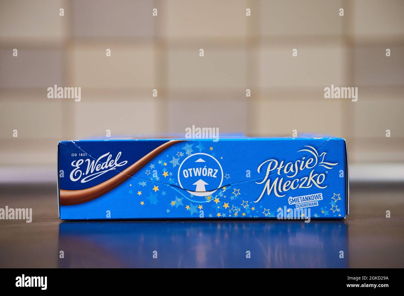 POZNAN, POLAND - Dec 12, 2017: A polish E. Wedel chocolate Ptasie ...