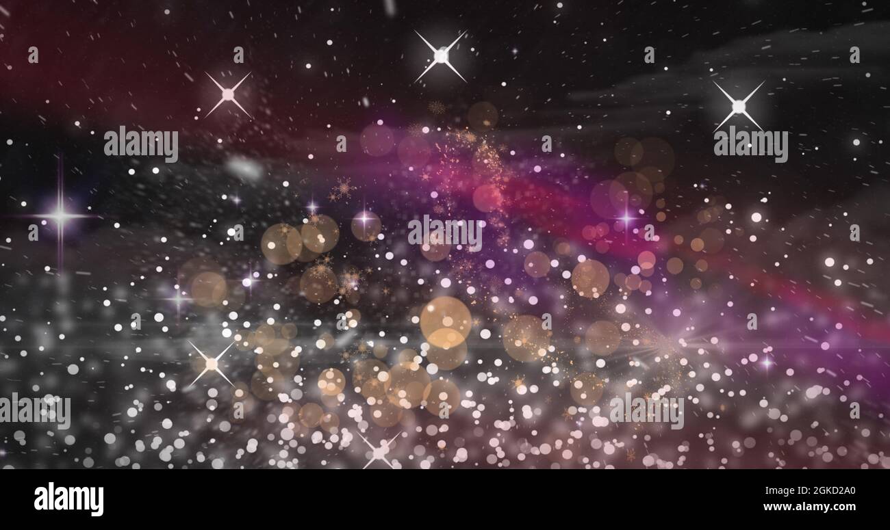 Image of multiple white stars glowing over prism with glowing light ...