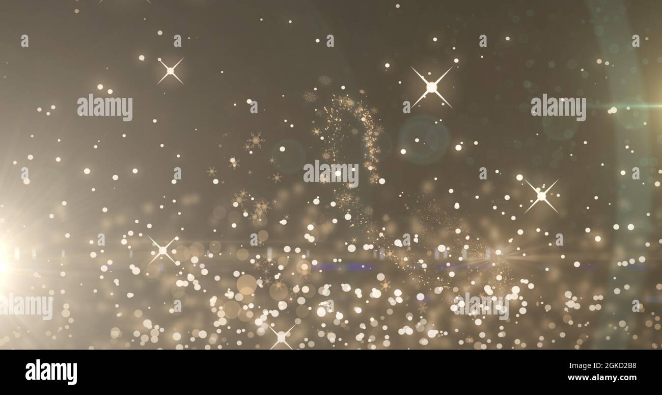Image of multiple white stars flickering over glowing lights Stock ...
