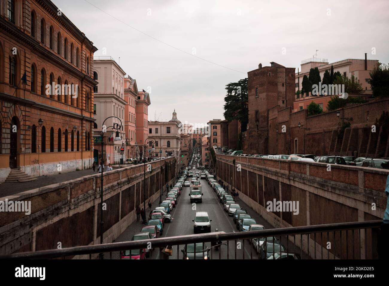 A lowered Rome street filled with cars Stock Photo - Alamy