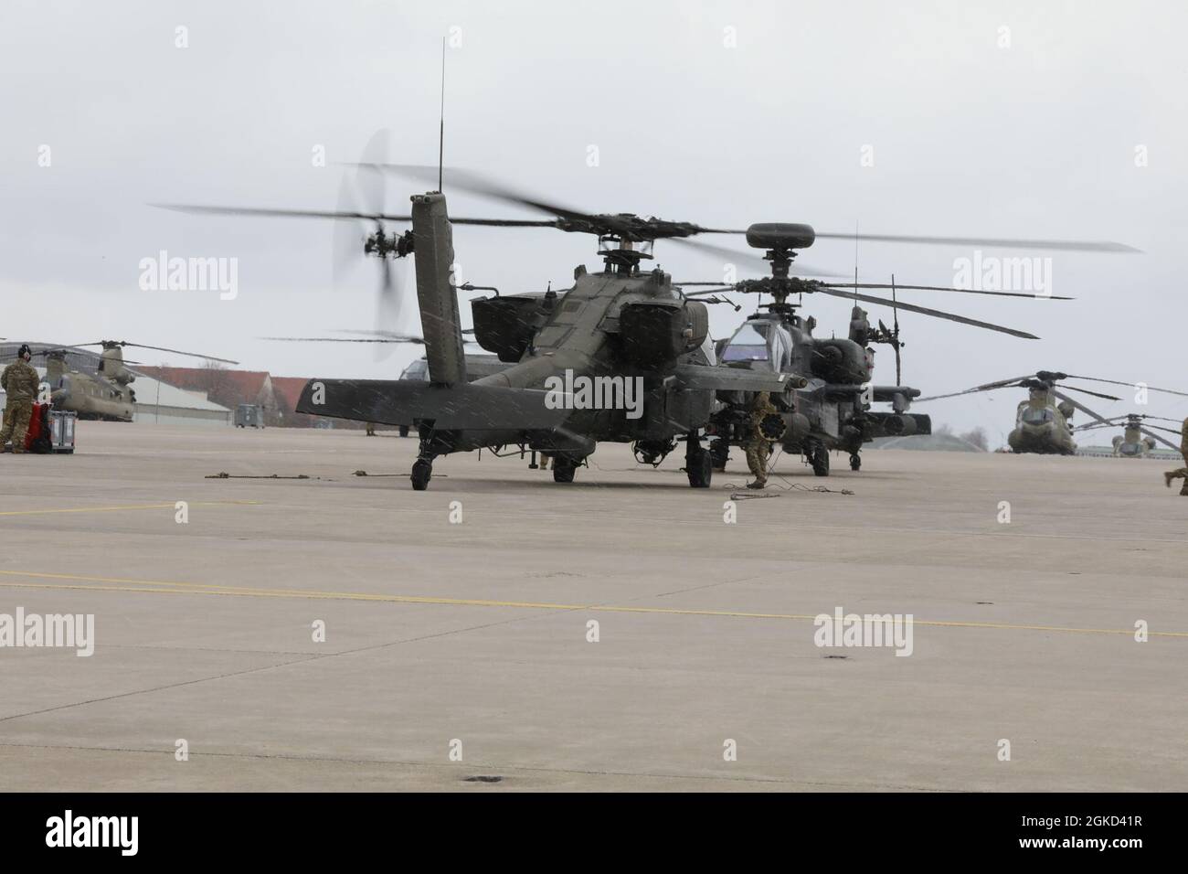 An Apache helicopter prepares to take off to participate in Operation ...