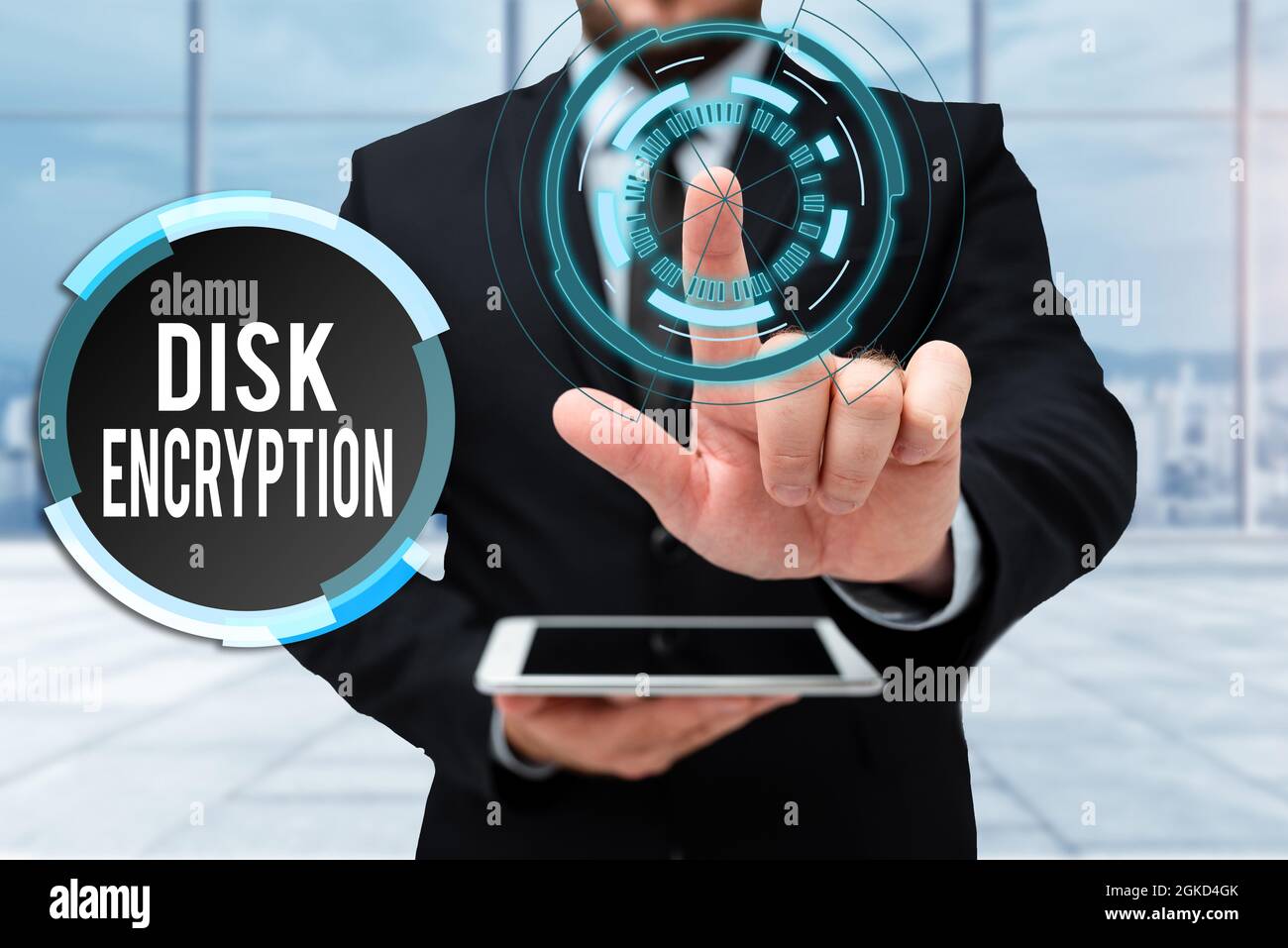 Writing displaying text Disk Encryption. Business showcase the security mechanism used to ...