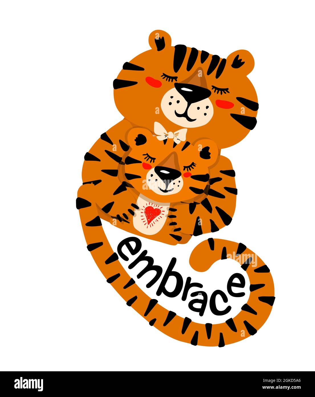 A family of tigers are hugging. Happy 2022 Year of the Tiger. Vector illustration Stock Vector ...