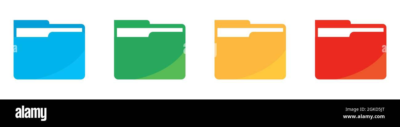 A set of computer folders in different colors. Wind illustration on ...