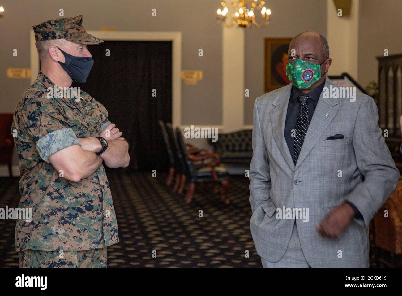 U.S. Marine Corps Col. Todd W. Ferry, left, the deputy commander of ...