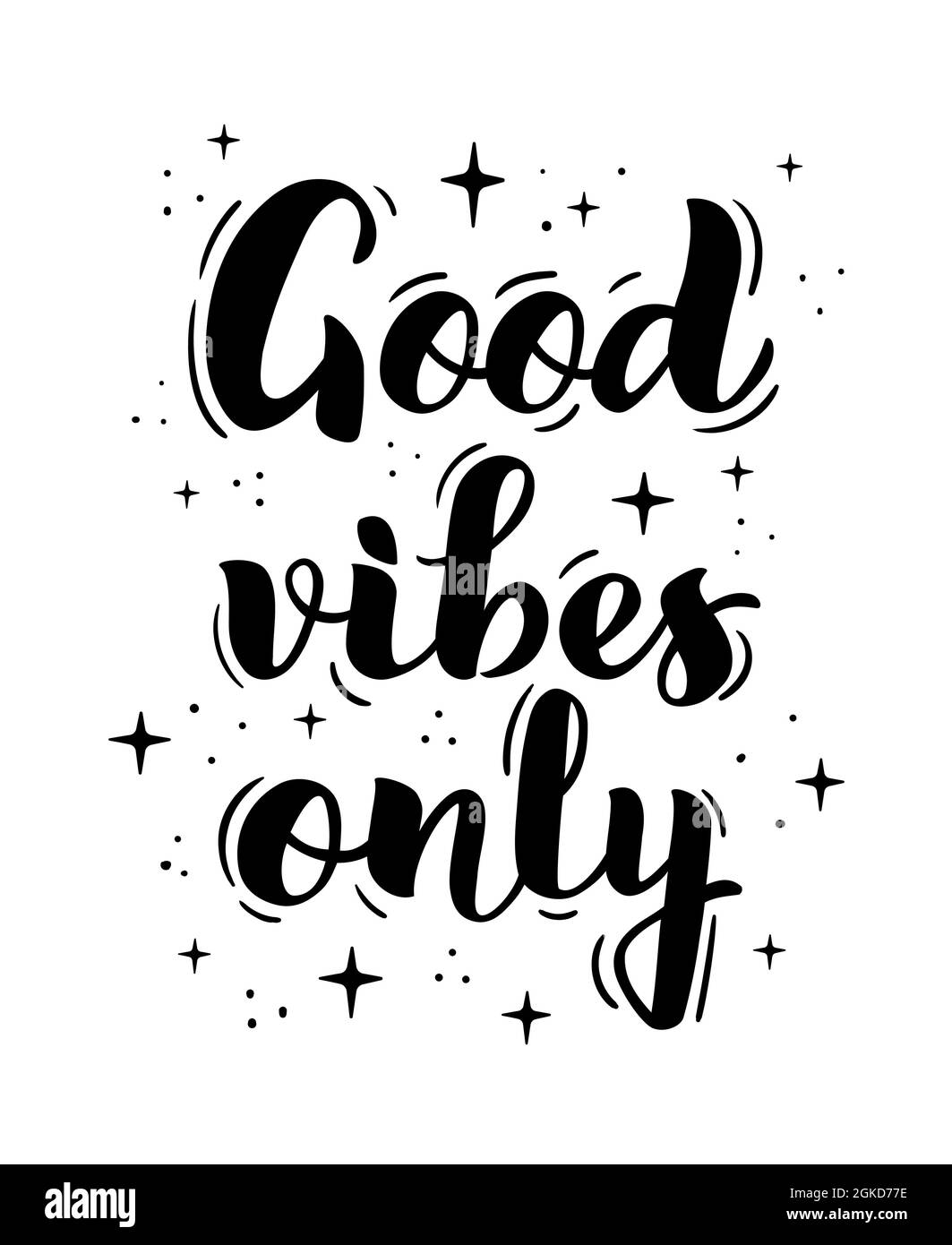 Good vibes only - hand lettering. Motivational phrases, positive thinking, text for poster ...