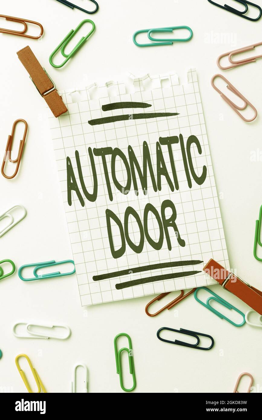 Text caption presenting Automatic Door. Word Written on opens ...