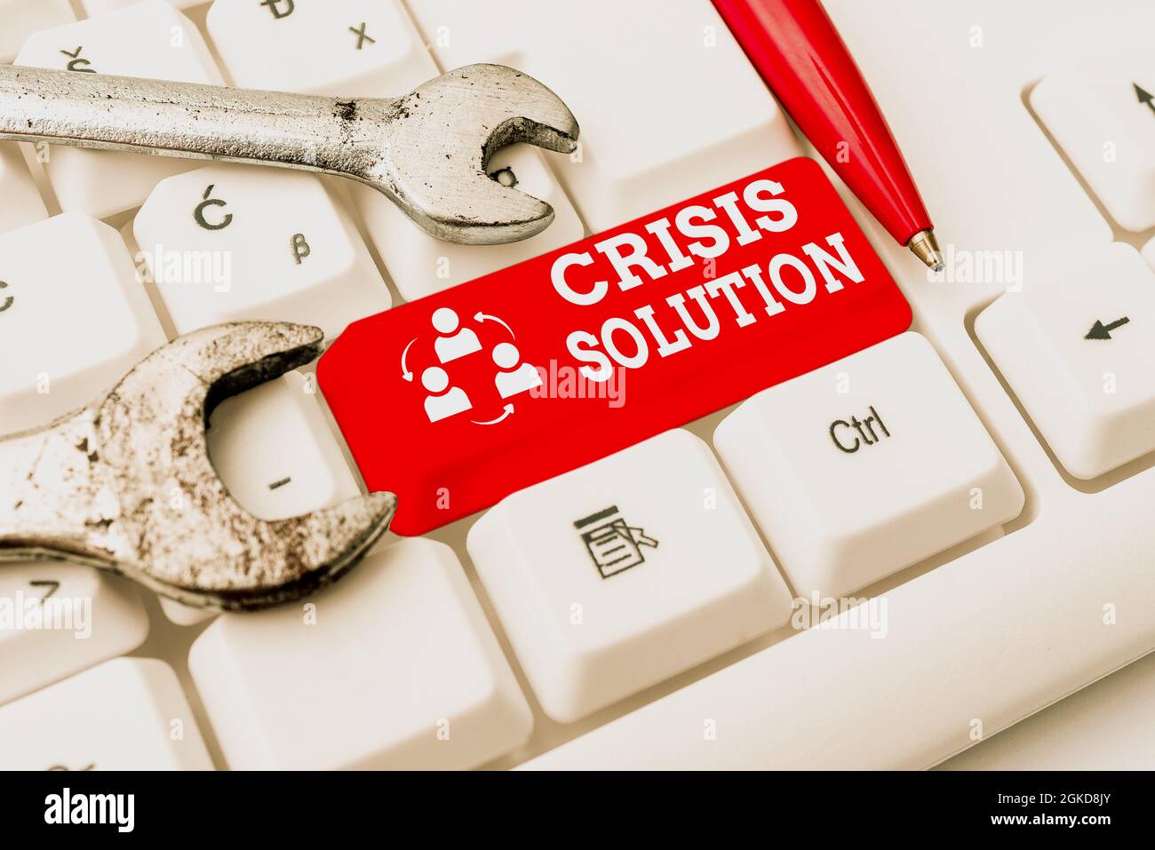 Text sign showing Crisis Solution. Business concept process by which an ...