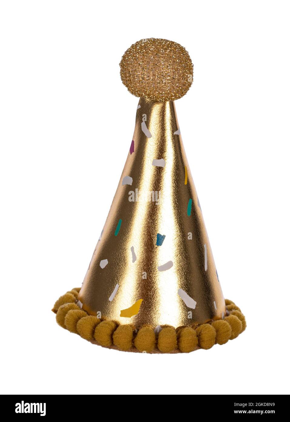 Gold colored shiny part hat, isolated on a white background Stock Photo ...