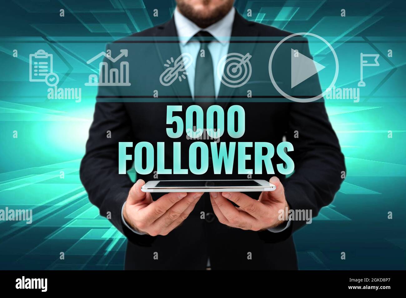 Writing displaying text 5000 Followers. Business showcase number of ...