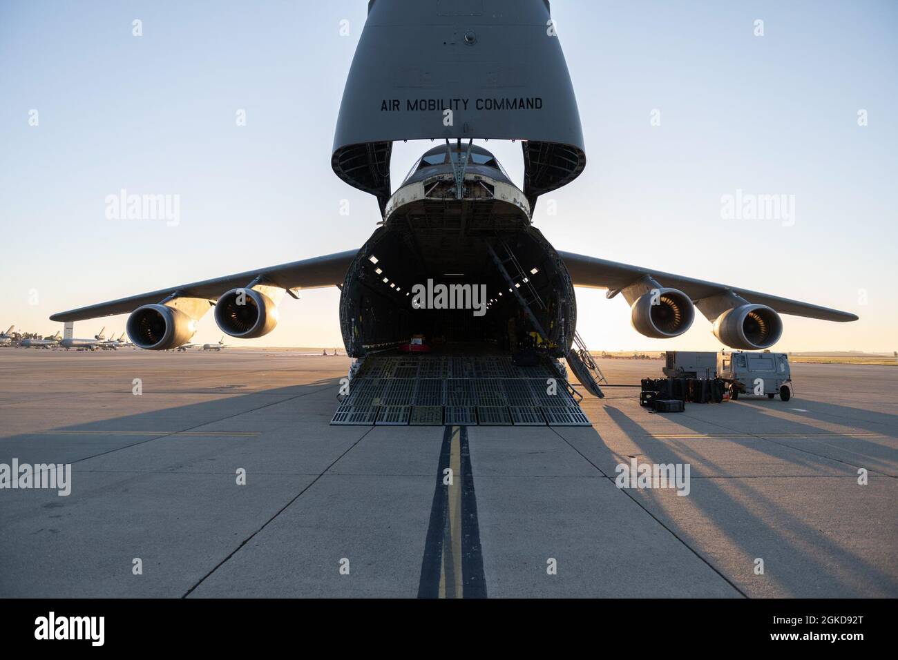 A C5-M Super Galaxy sits on the flight line March 16, 2021, at Travis ...