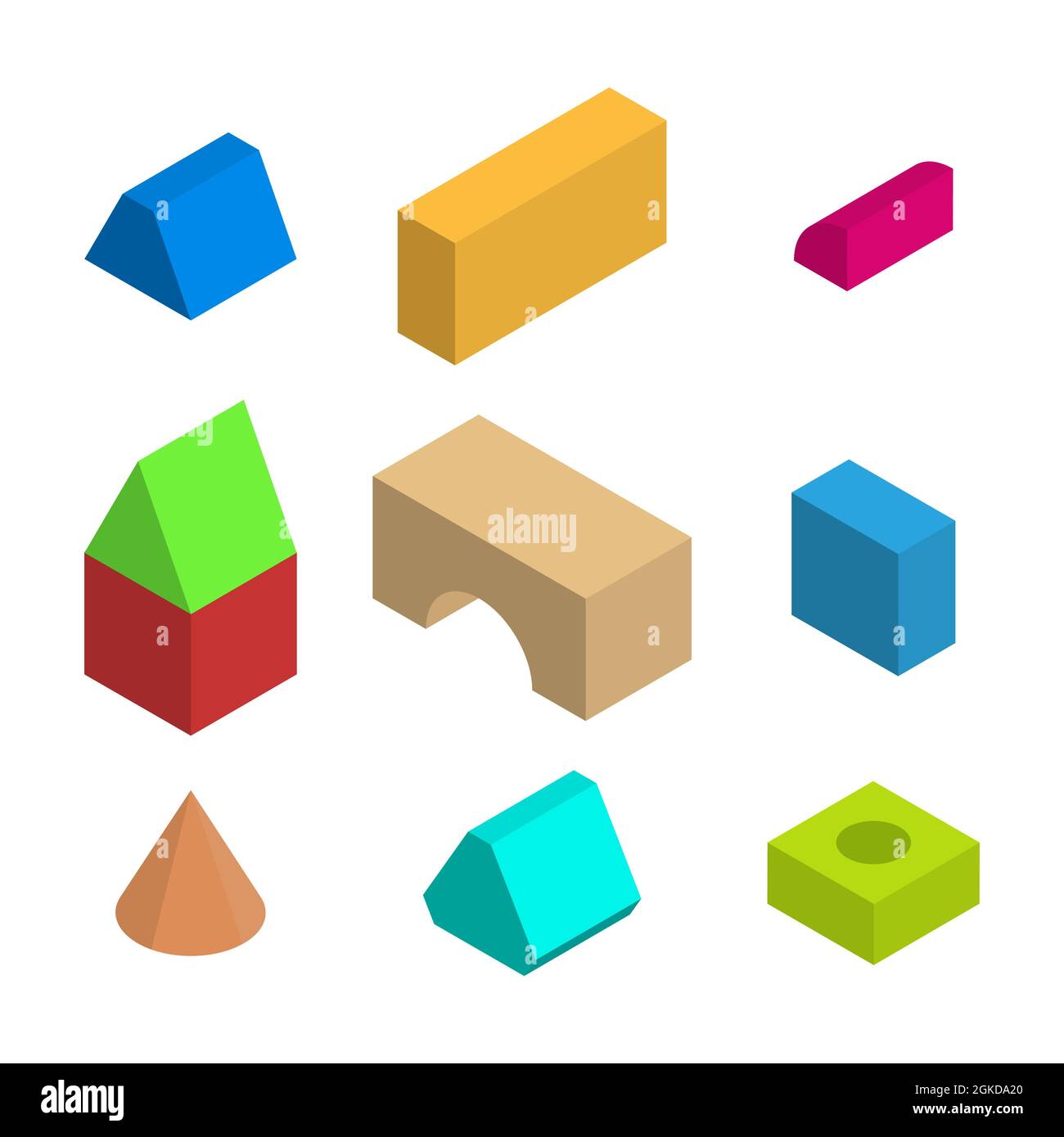 Multi-colored childrens cubes. Flat 3d isometric style, vector ...