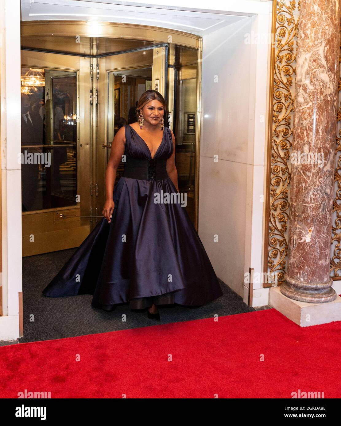 New York, NY - September 13, 2021: Mindy Kaling wearing dress by Tory ...