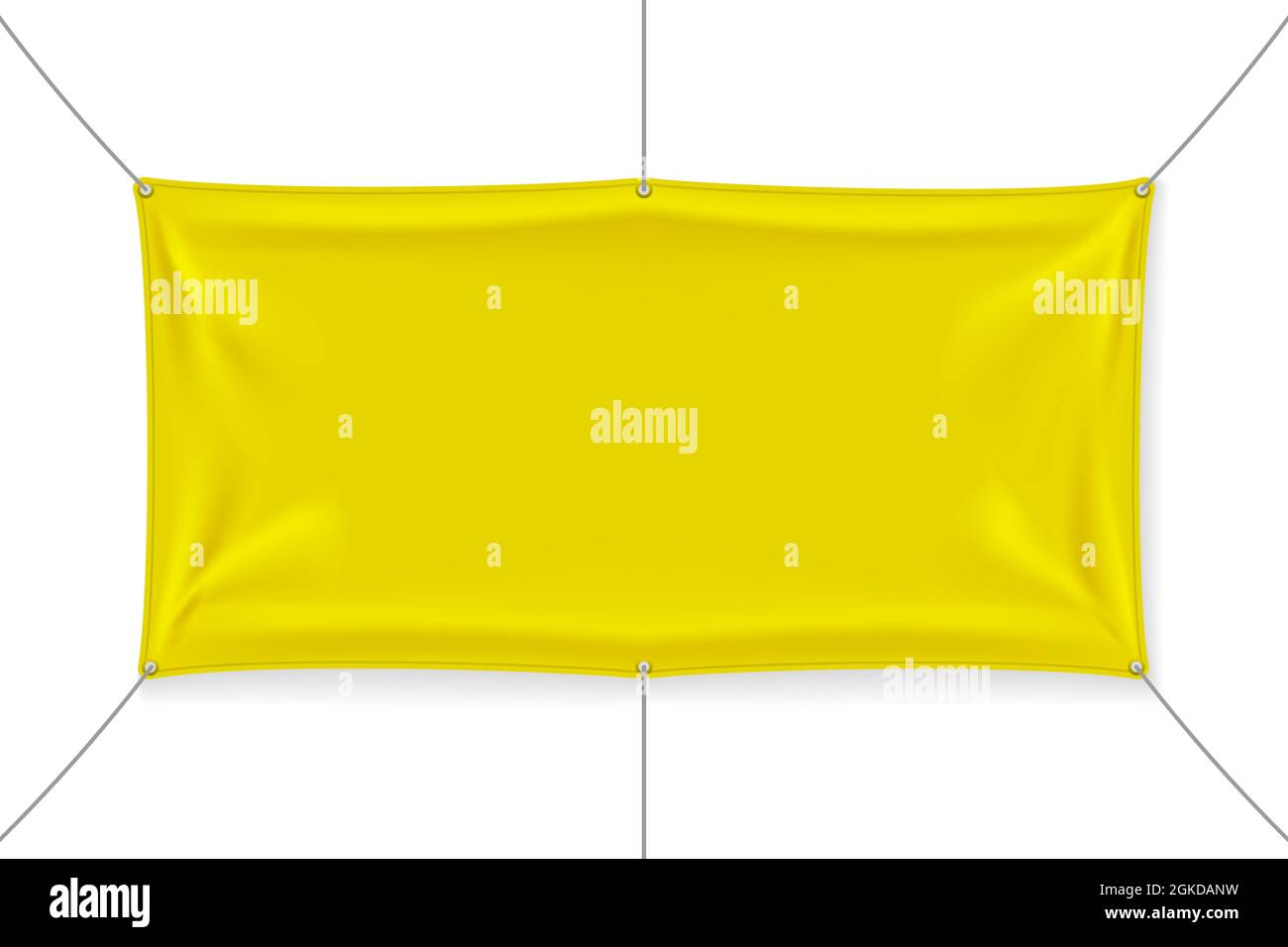 Yellow textile banners with folds isolated on white background Stock ...