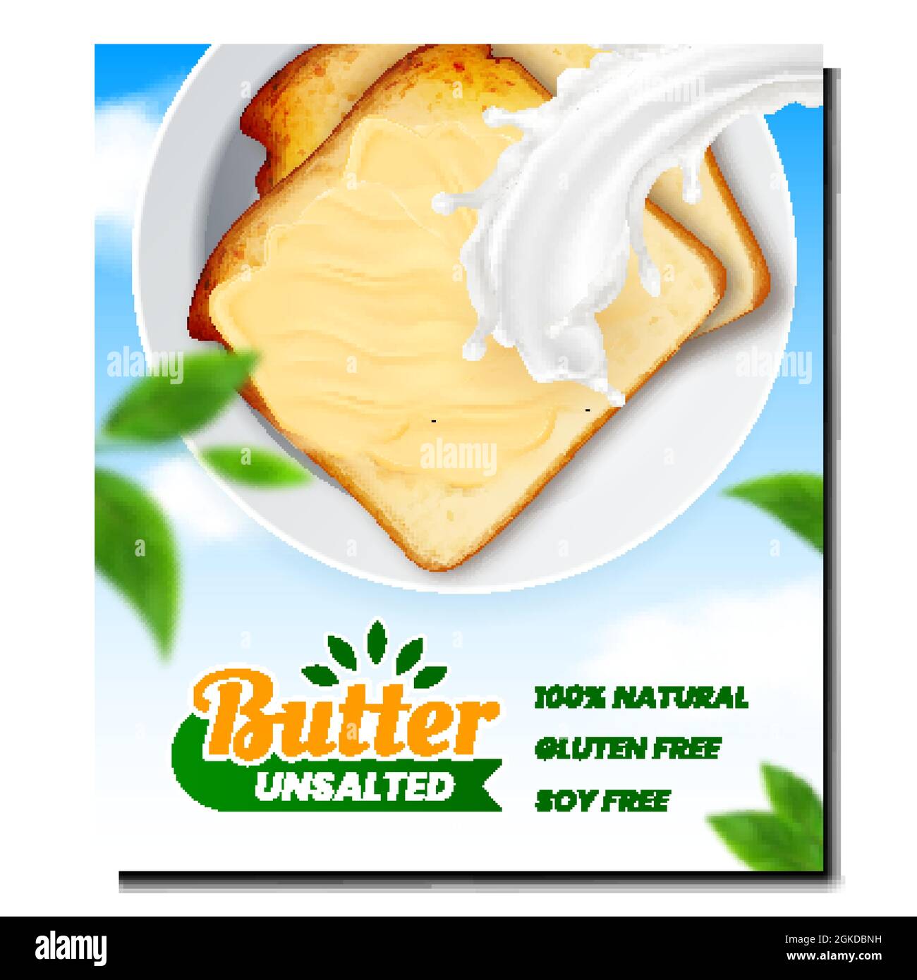 Butter Unsalted Fat Product Promo Poster Vector Stock Vector Image ...