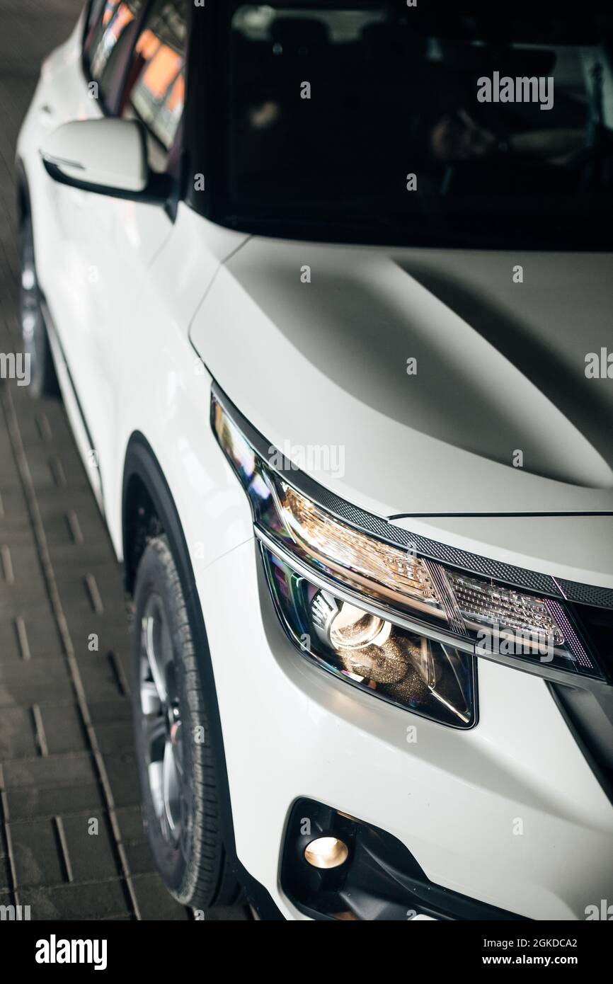 Car's exterior details. shiny headlights on a car Stock Photo - Alamy