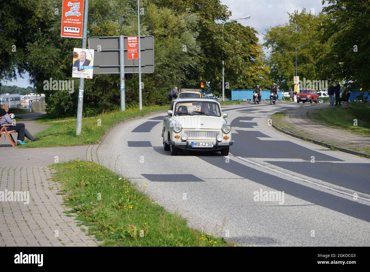 RIBNITZ DAMGARTEN, GERMANY - Aug 27, 2021: A row of vintage retro ...