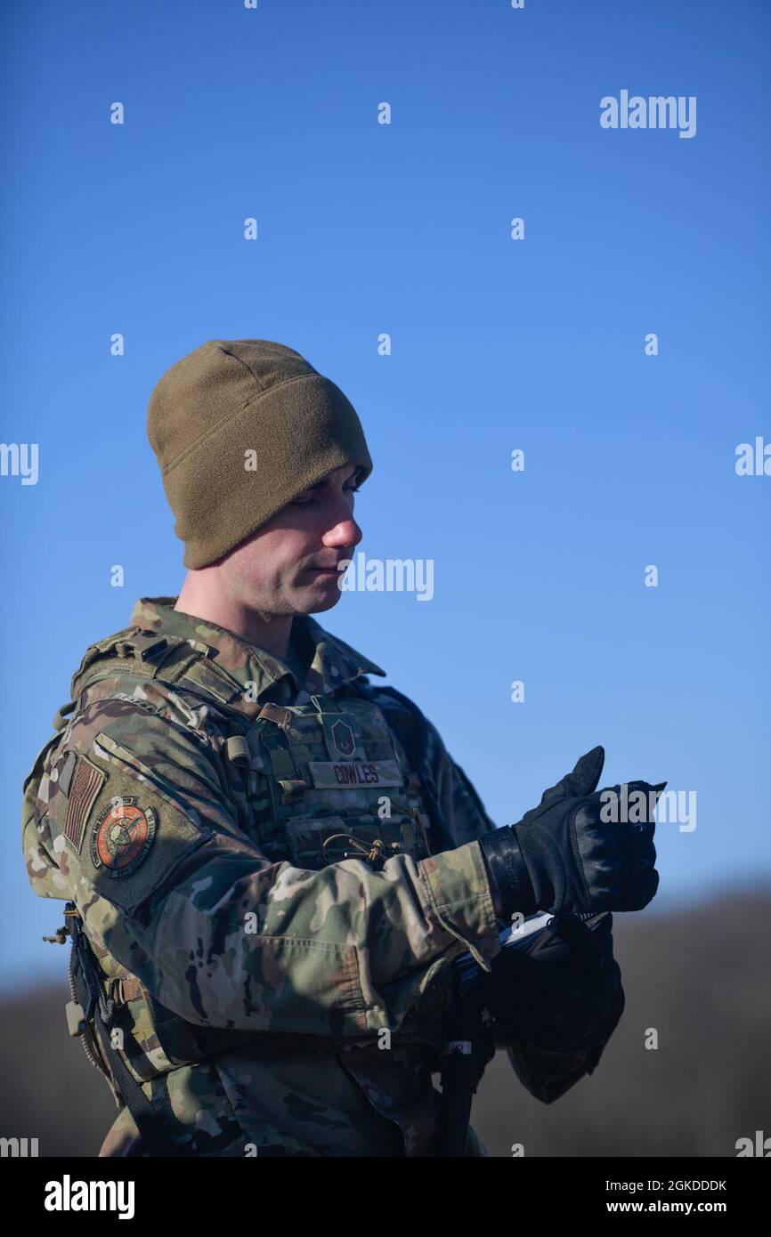 Master Sgt. Brian Cowles, a squad leader with the 910th Security Forces ...