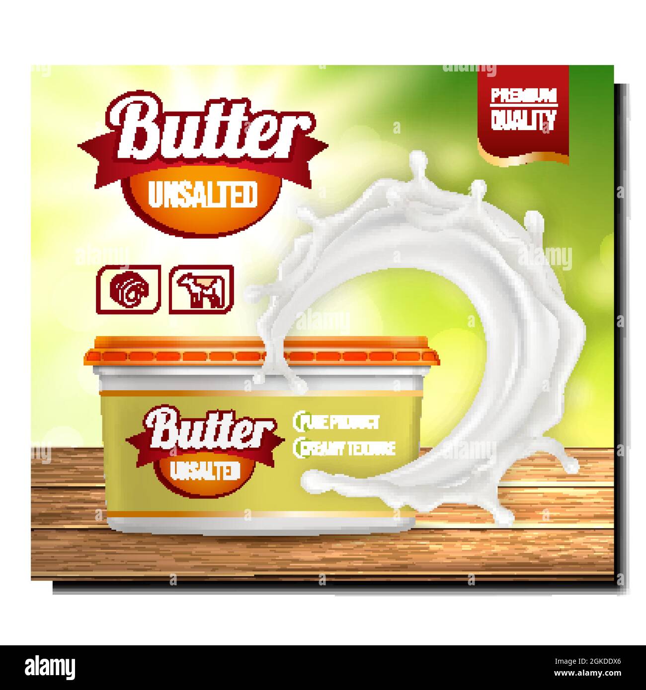Butter Unsalted Creative Promotion Poster Vector Stock Vector Image ...