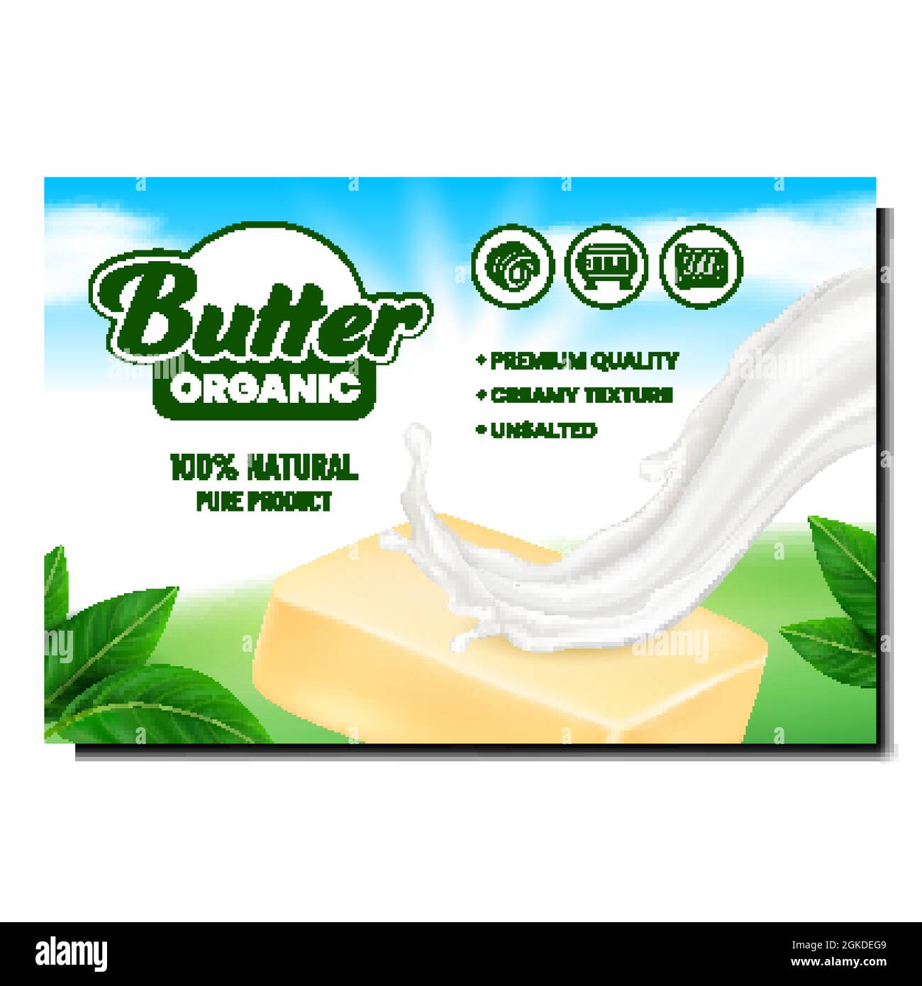 Organic unsalted butter Stock Vector Images - Alamy