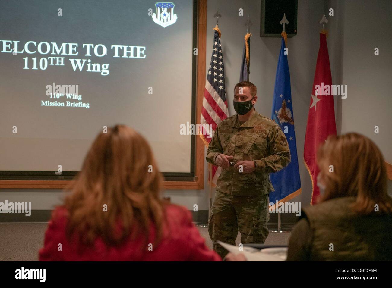 U.S. Air Force Col. Shawn Holtz, 110th Wing commander, highlights the ...