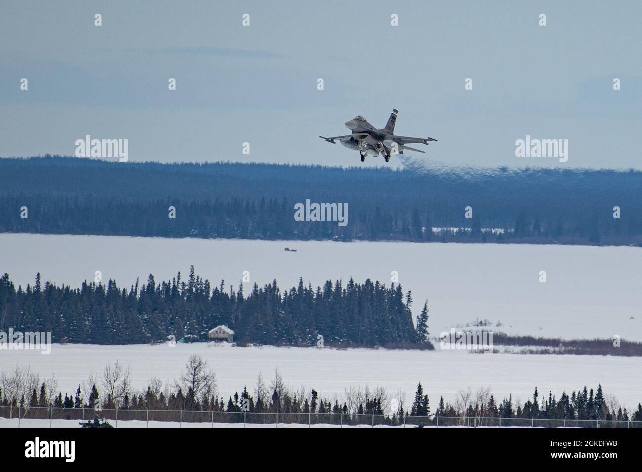 A Colorado-based F-16 from the 140th, take flight at 5 Wing Goose Bay ...