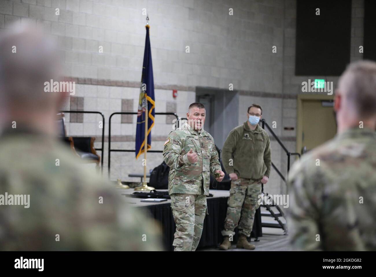 Sgt. Maj. Garrad Johnston from the 97th Troop Command, briefs soldiers ...