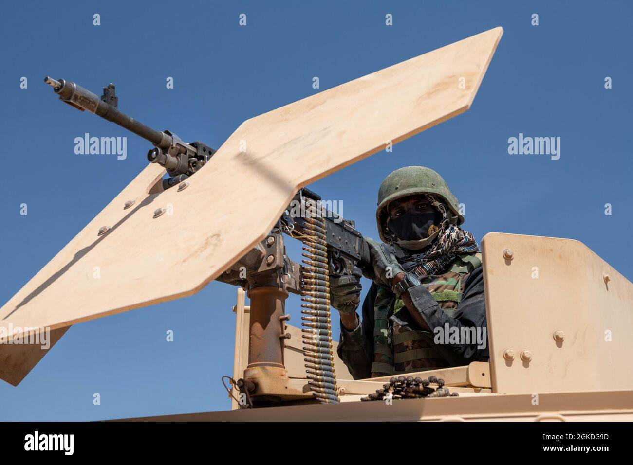 A Battalion d’Intervention Rapide (BIR) soldier holds his position as ...