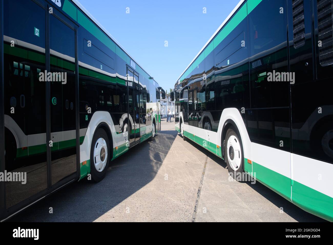 Magdeburg, Germany. 14th Sep, 2021. New buses of the Magdeburger ...