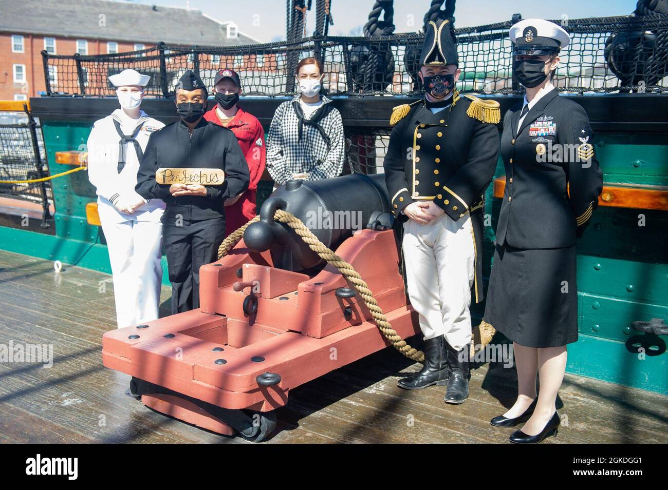Boston (Mar. 21, 2021) Sailors assigned to USS Constitution pose for a ...