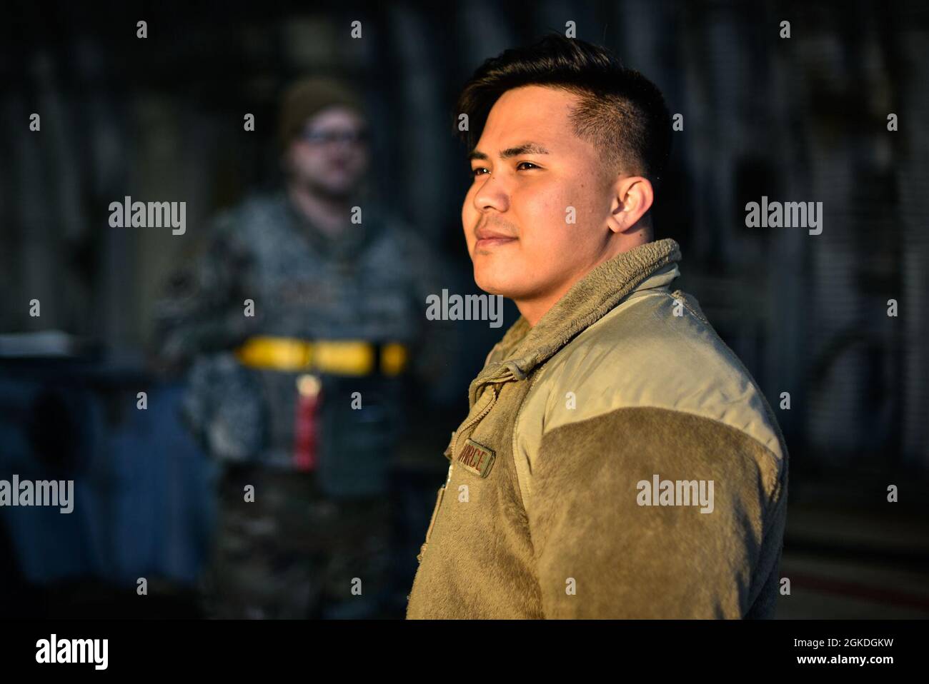 Senior Airman John Del Mar, 80th Aircraft Maintenance Unit weapons load ...