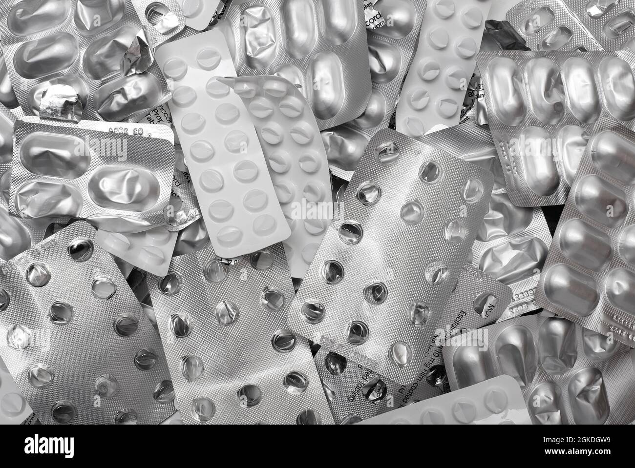 empty tablet foil blister pack packets Stock Photo - Alamy