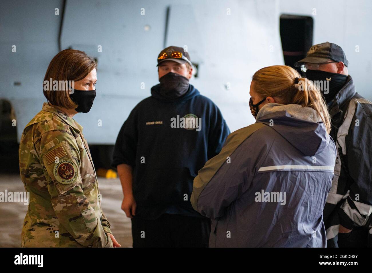 Chief Master Sergeant of the Air Force JoAnne S. Bass speaks to members ...