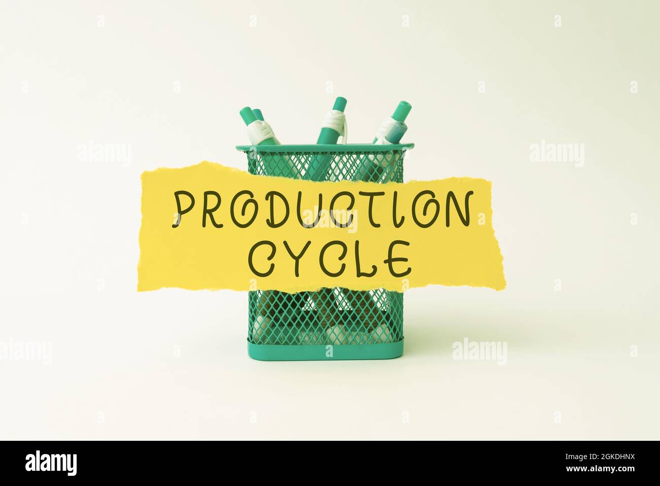 Sign displaying Production Cycle. Concept meaning conversion of raw ...