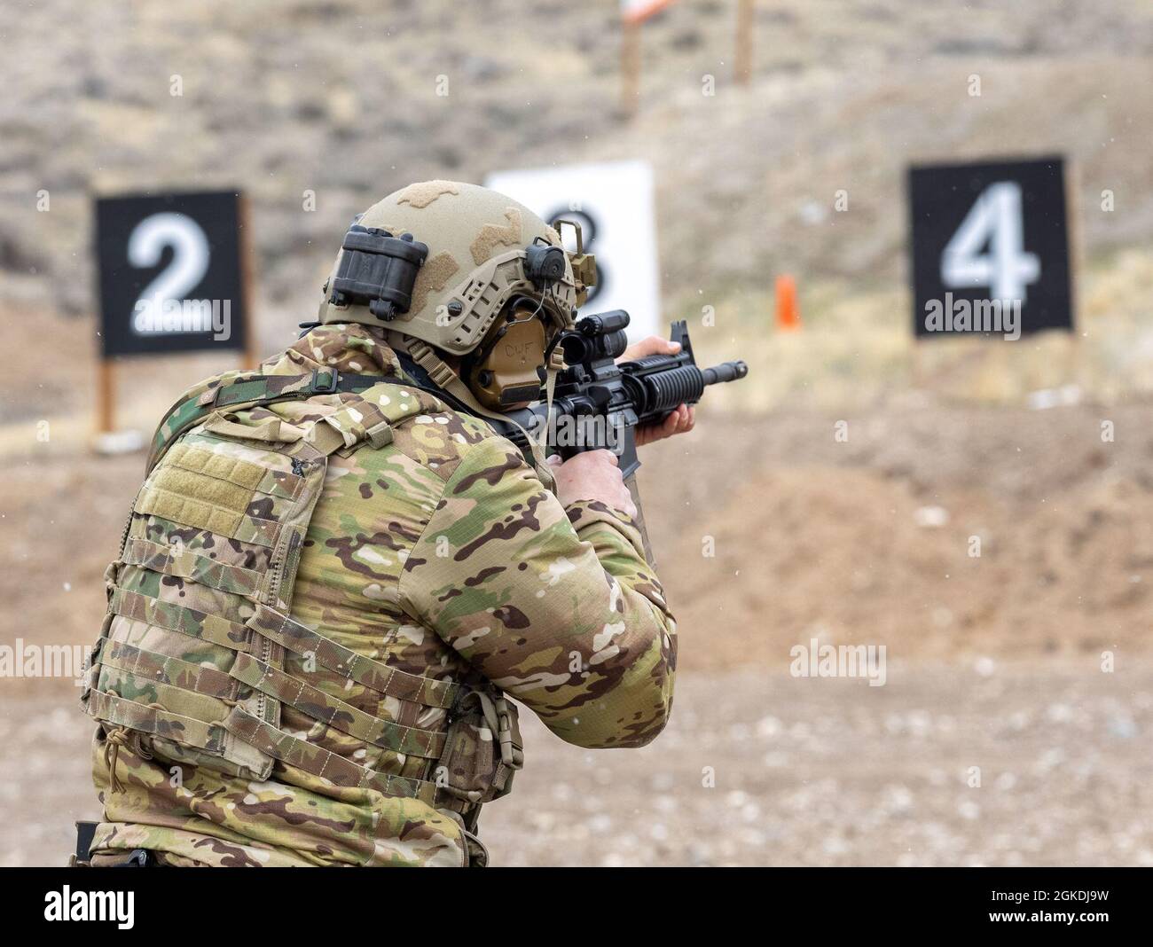 A Soldier from 19th Special Forces Group (Airborne) engages his targets ...