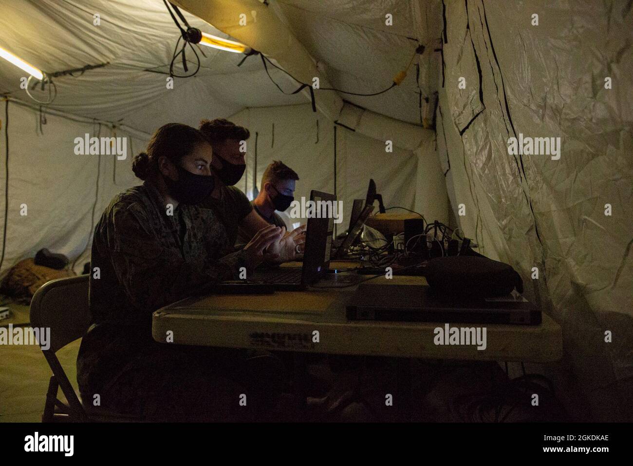 U.S. Marines with networking section, communications platoon, Combat ...