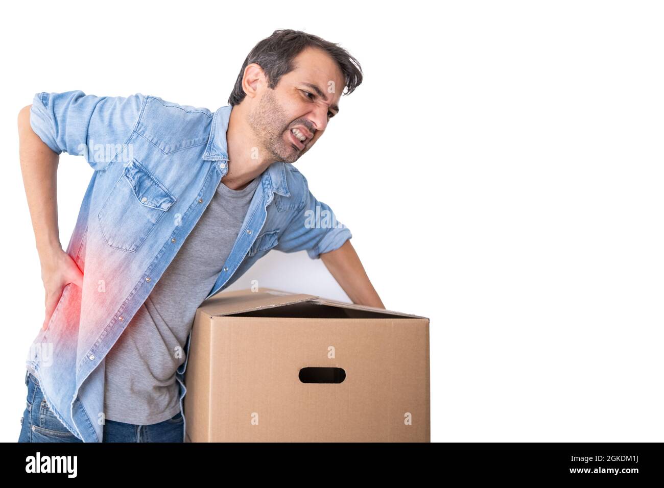Man lifting heavy box hi-res stock photography and images - Alamy