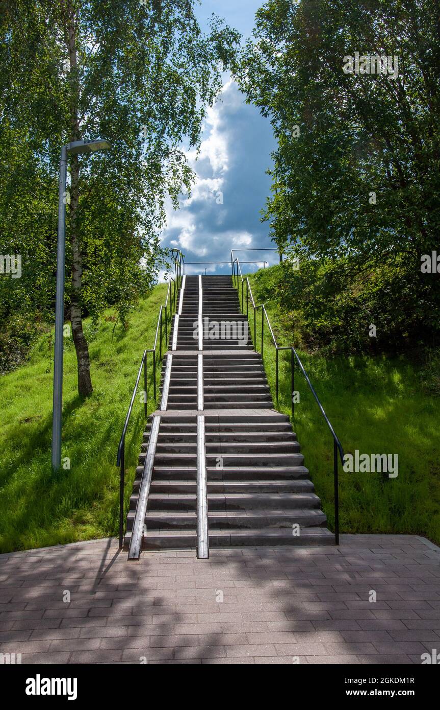 Street stairs in park leading up the hill Stock Photo - Alamy