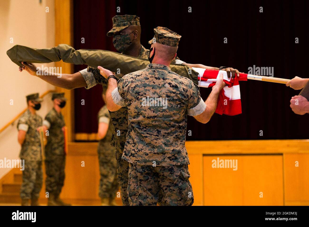 U.S. Marine Corps Lt. Col. Jarrad S. Caola, right, commander of 3d ...
