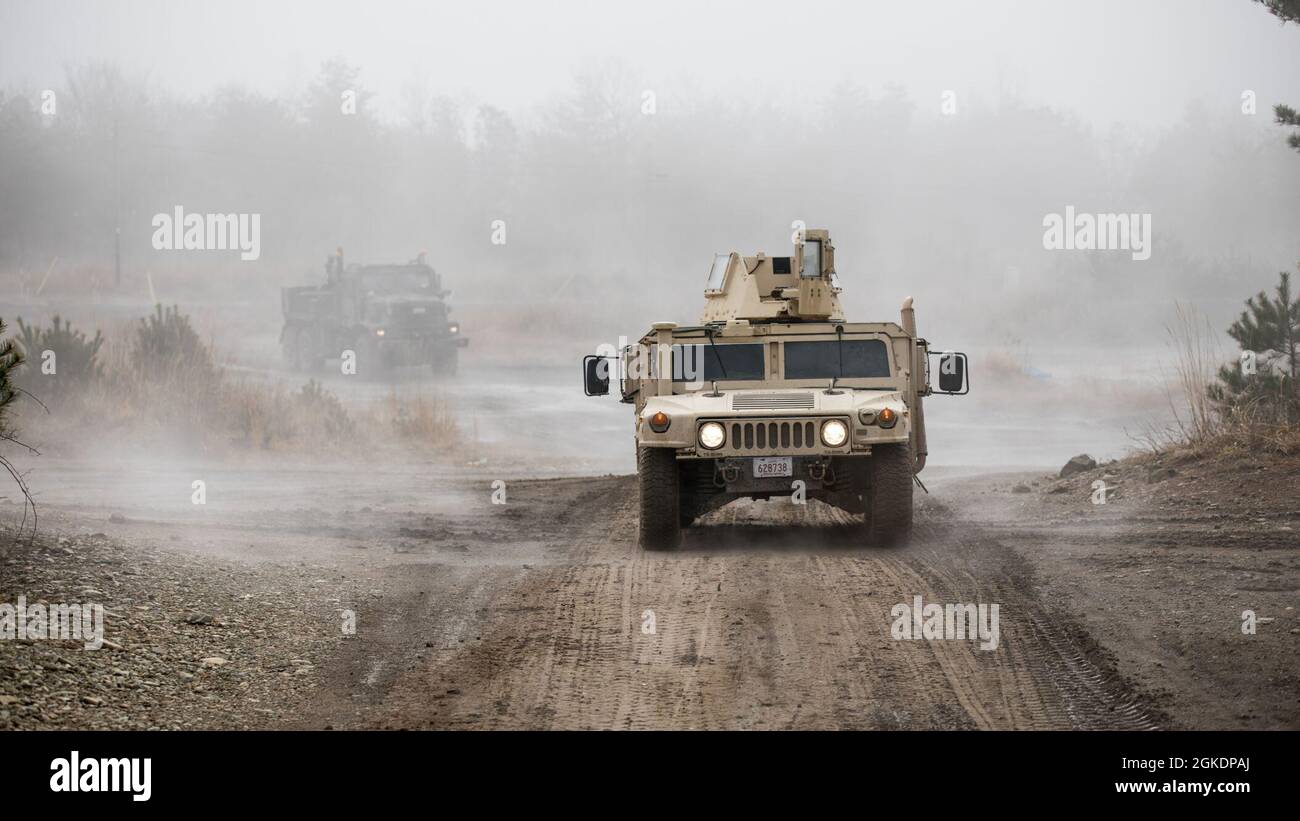 U.S. Marine Corps Humvee with Marine Wing Support Squadron (MWSS) 171 ...