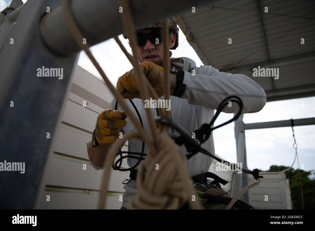 A U.S. Air Force combat rescue officer, from the 31st Rescue Squadron ...