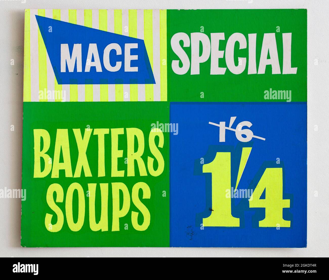 Vintage 1960s Mace Shop Price Display Card - Baxters Soup Stock Photo ...